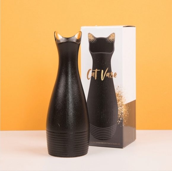 Accents | New Black Modern Ceramic Cat Vase | Poshmark